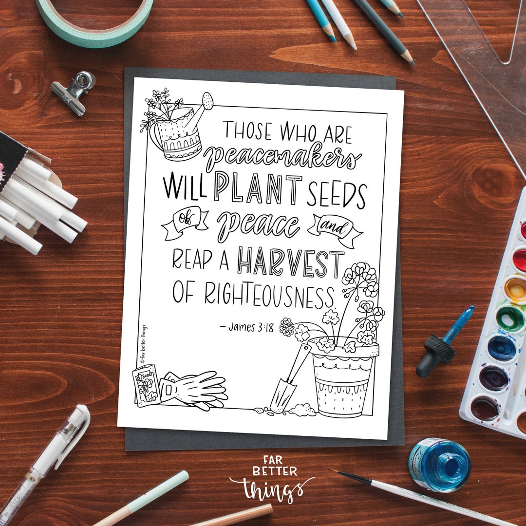 Bible Verse Coloring Page - James 3:18 - Printable Digital Download ...