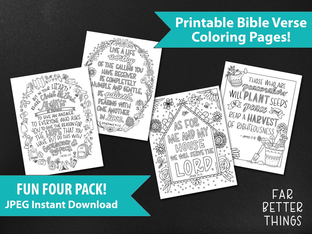Four Pack - Bible Verse Coloring Pages - Printable Bible Coloring Pages ...