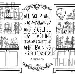 Bible Verse Coloring Page - 2 Timothy 3:16 - Printable Digital Download ...