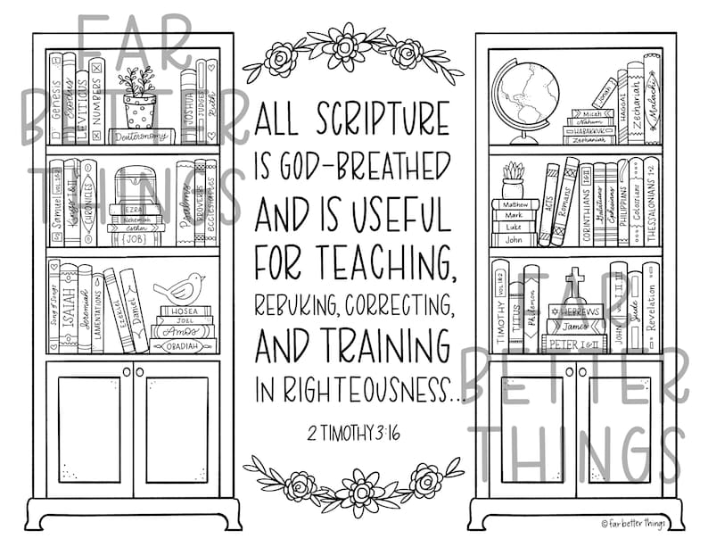 Bible Verse Coloring Page - 2 Timothy 3:16 - Printable Digital Download ...