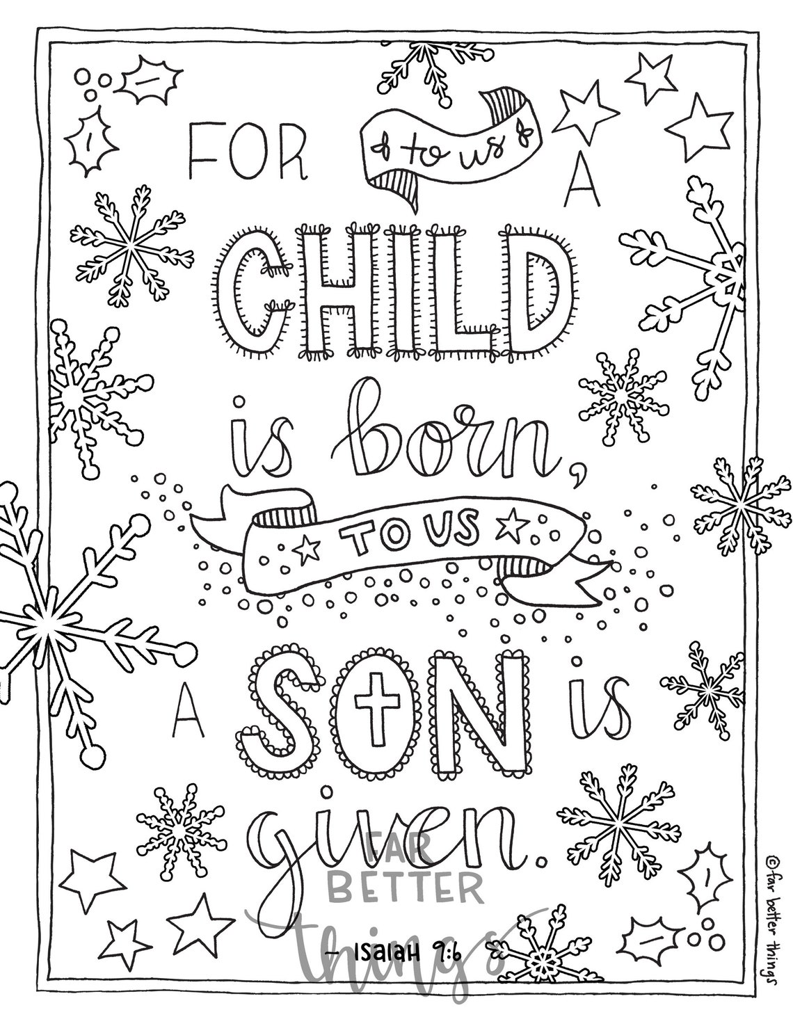 Bible Verse Coloring Page - Isaiah 9:6 - Printable Bible Verse Coloring ...