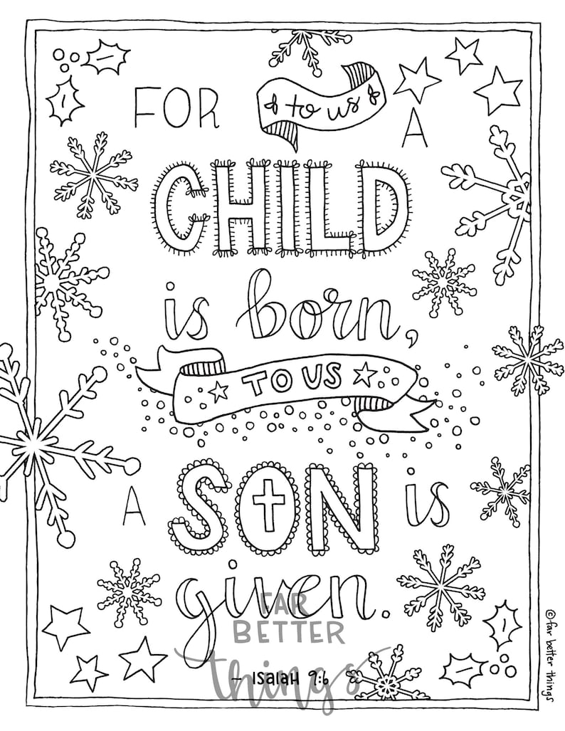 Bible Verse Coloring Page - Isaiah 9:6 - Printable Bible Verse Coloring ...