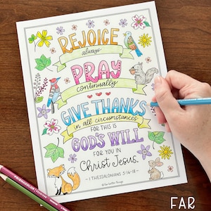 Bible Verse Coloring Page - I Thessalonians 5:16-18 - Printable Digital ...