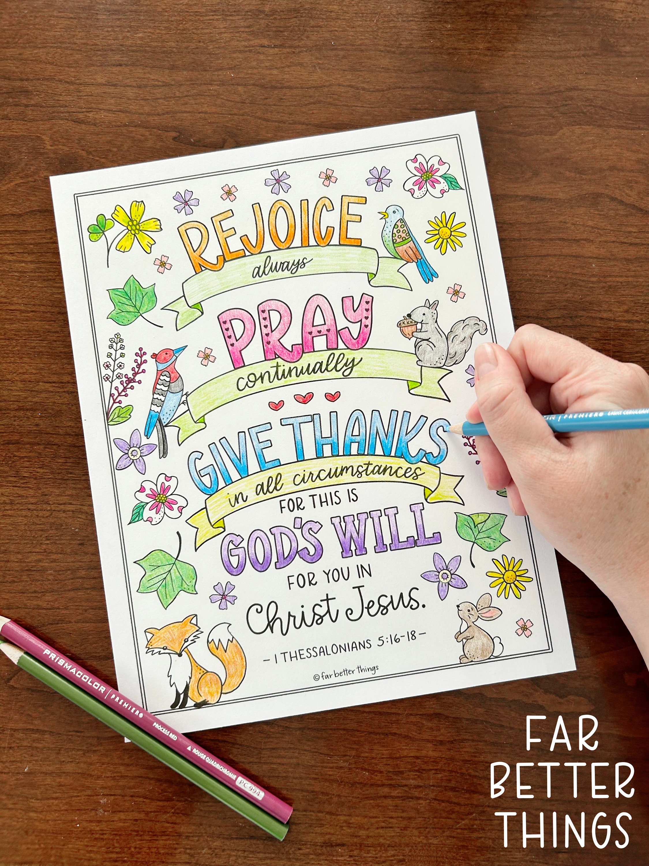 Bible Verse Coloring Page - I Thessalonians 5:16-18 - Printable Digital ...