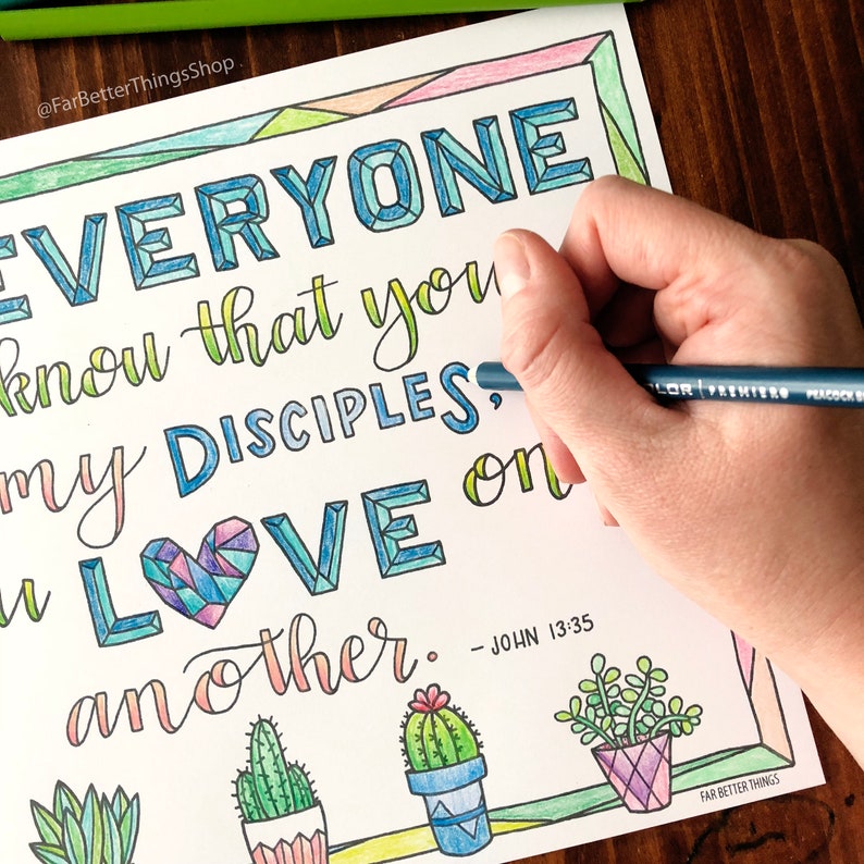 Bible Verse Coloring Page - John 13:35 - Printable Digital Download ...