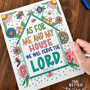 Bible Verse Coloring Page - Joshua 24:15 - Printable Digital Download ...