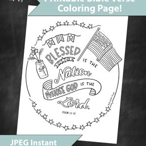 Bible Verse Coloring Page - Psalm 33:12 - Printable Digital Download ...