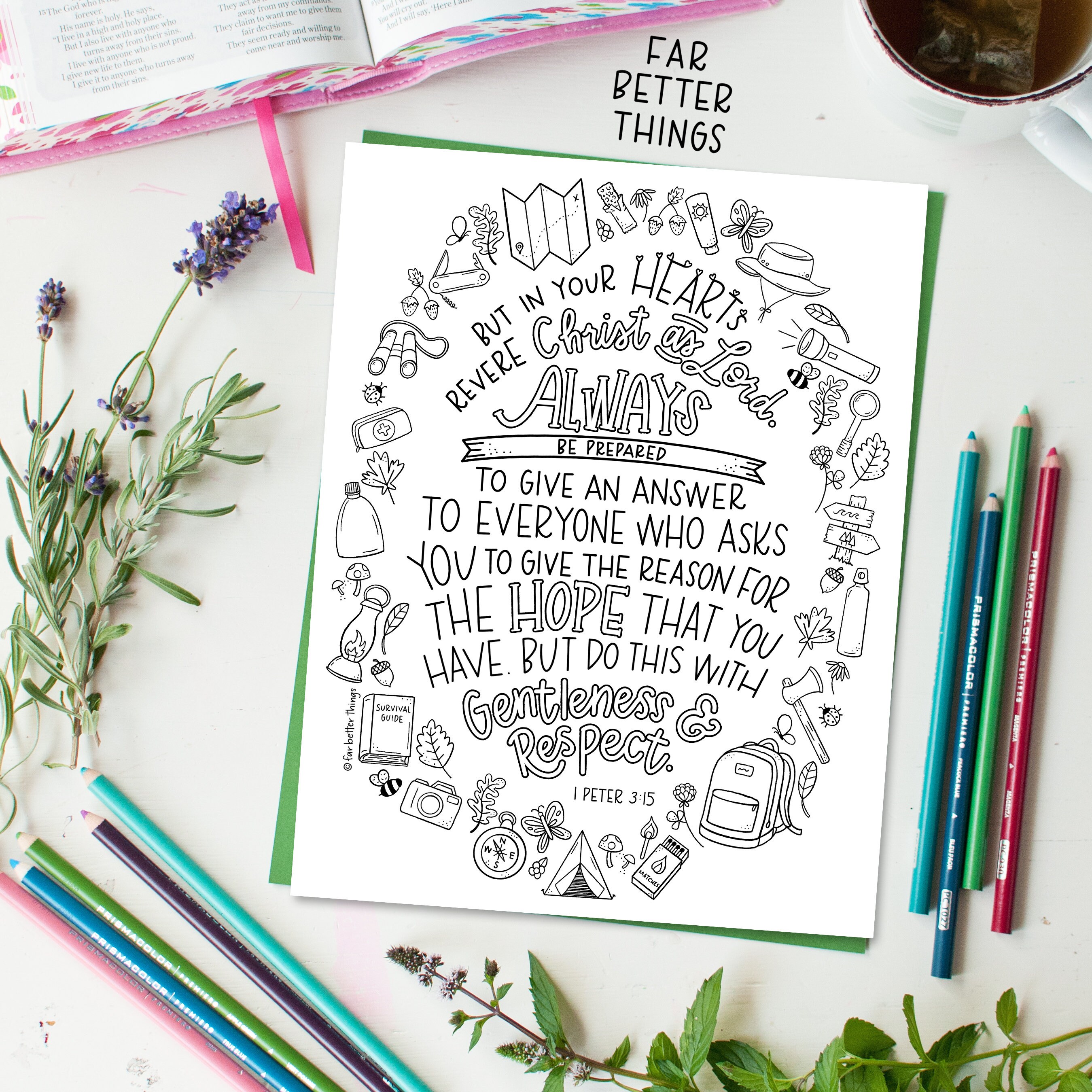 Bible Verse Coloring Page - I Peter 3:15 - Printable Digital Download ...