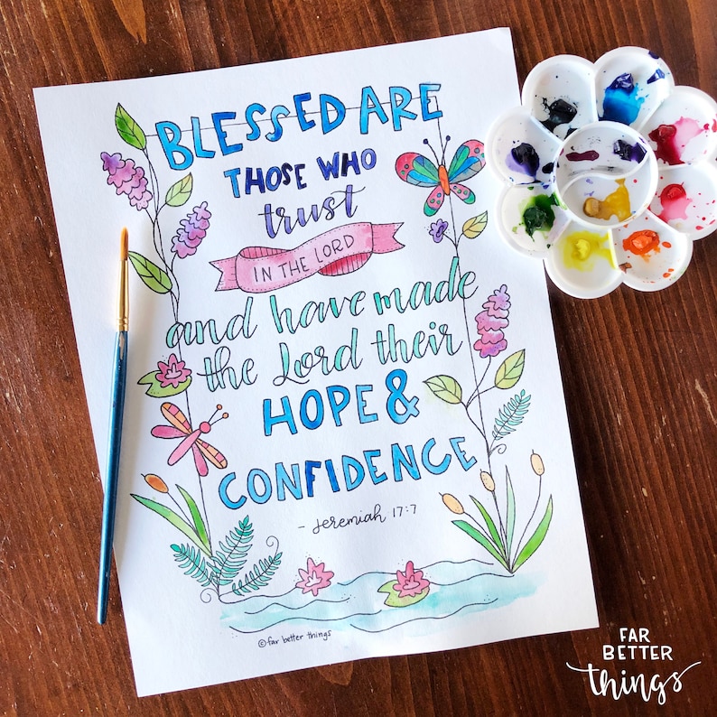 Bible Verse Coloring Page - Jeremiah 17:7 - Printable Bible Coloring ...