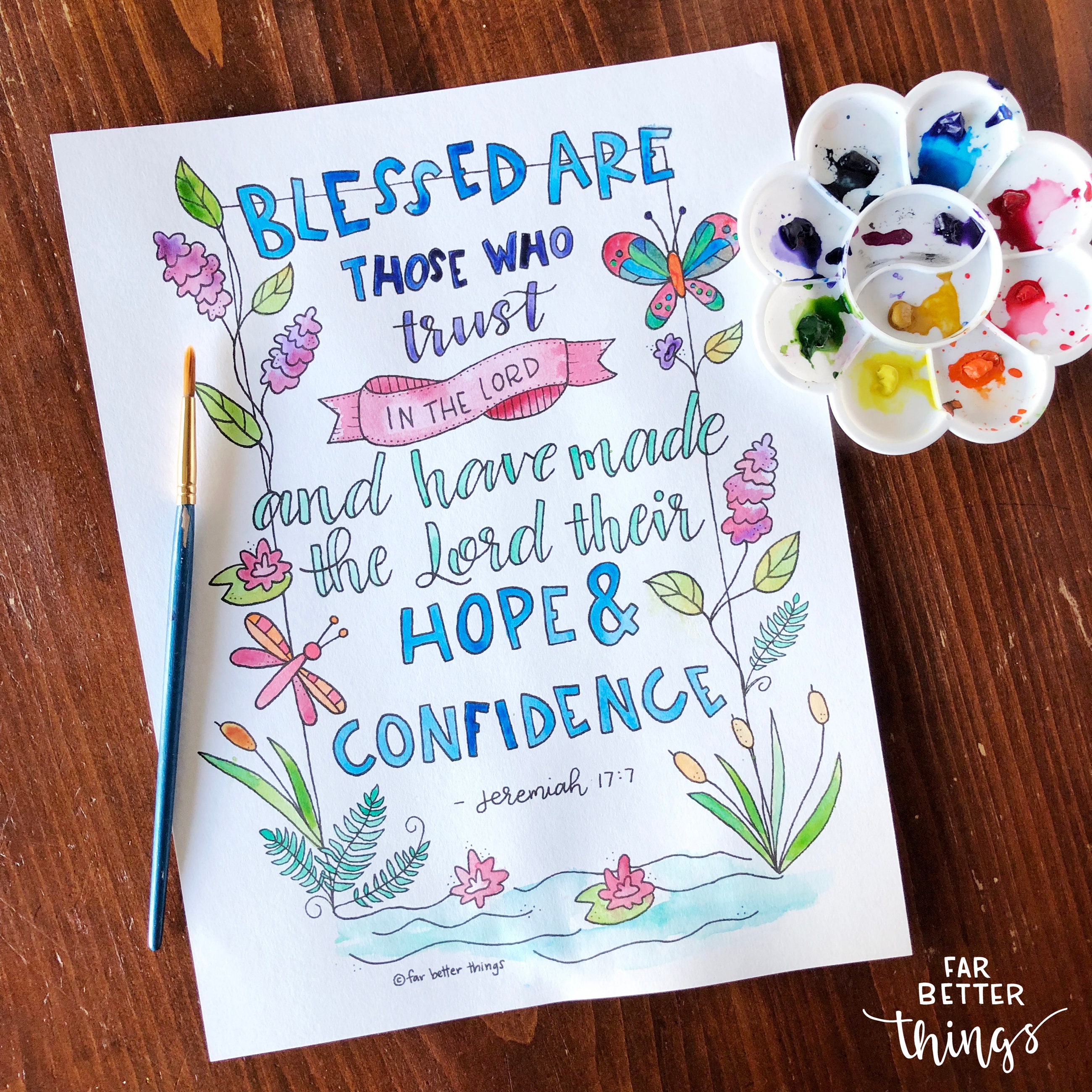 Bible Verse Coloring Page - Jeremiah 17:7 - Printable Bible Coloring ...