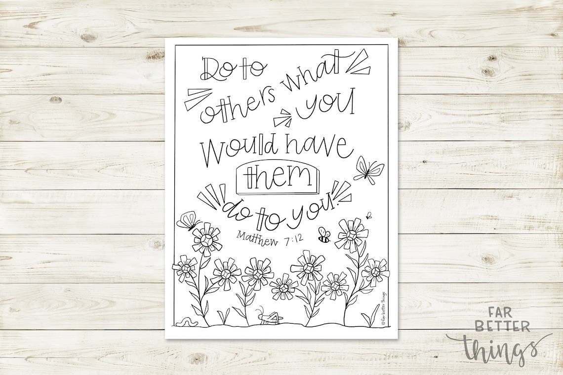 Bible Verse Coloring Page Matthew 7:12 Golden Rule - Etsy