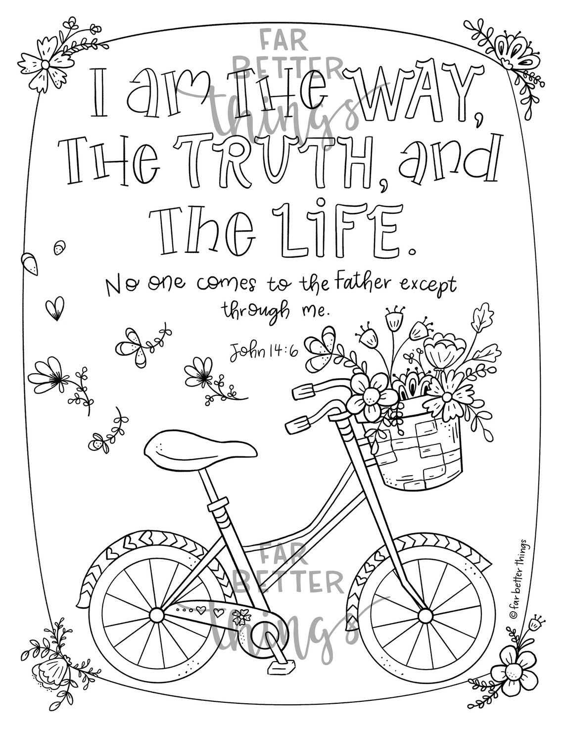 Bible Verse Coloring Page John 14:6 Printable Digital - Etsy