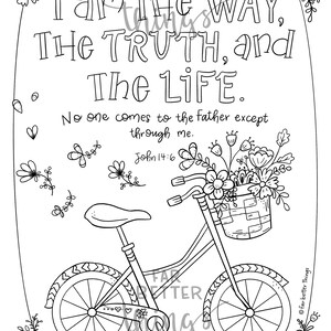 Bible Verse Coloring Page - John 14:6 - Printable Digital Download ...
