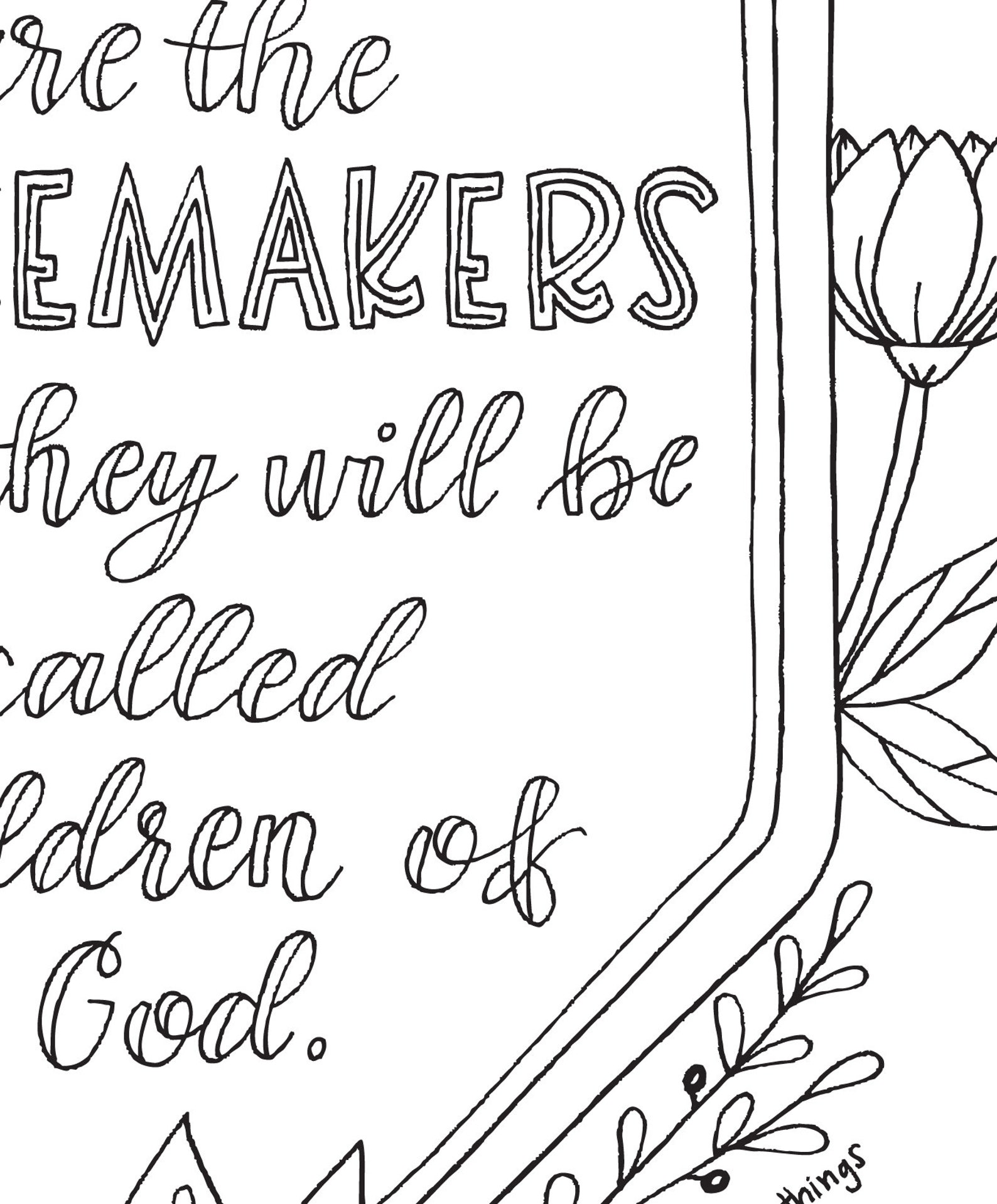 Bible Verse Coloring Page Matthew 5:9 Printable Bible | Etsy