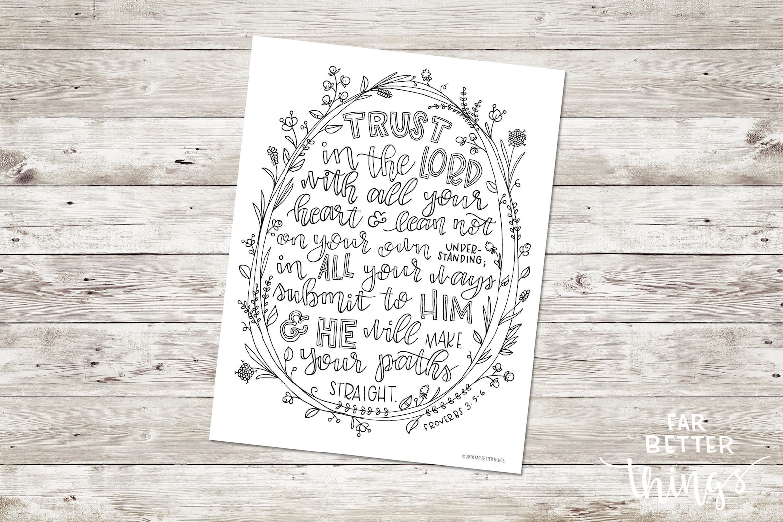 Bible Verse Coloring Page - Trust in the Lord - Proverbs 3:5-6 ...