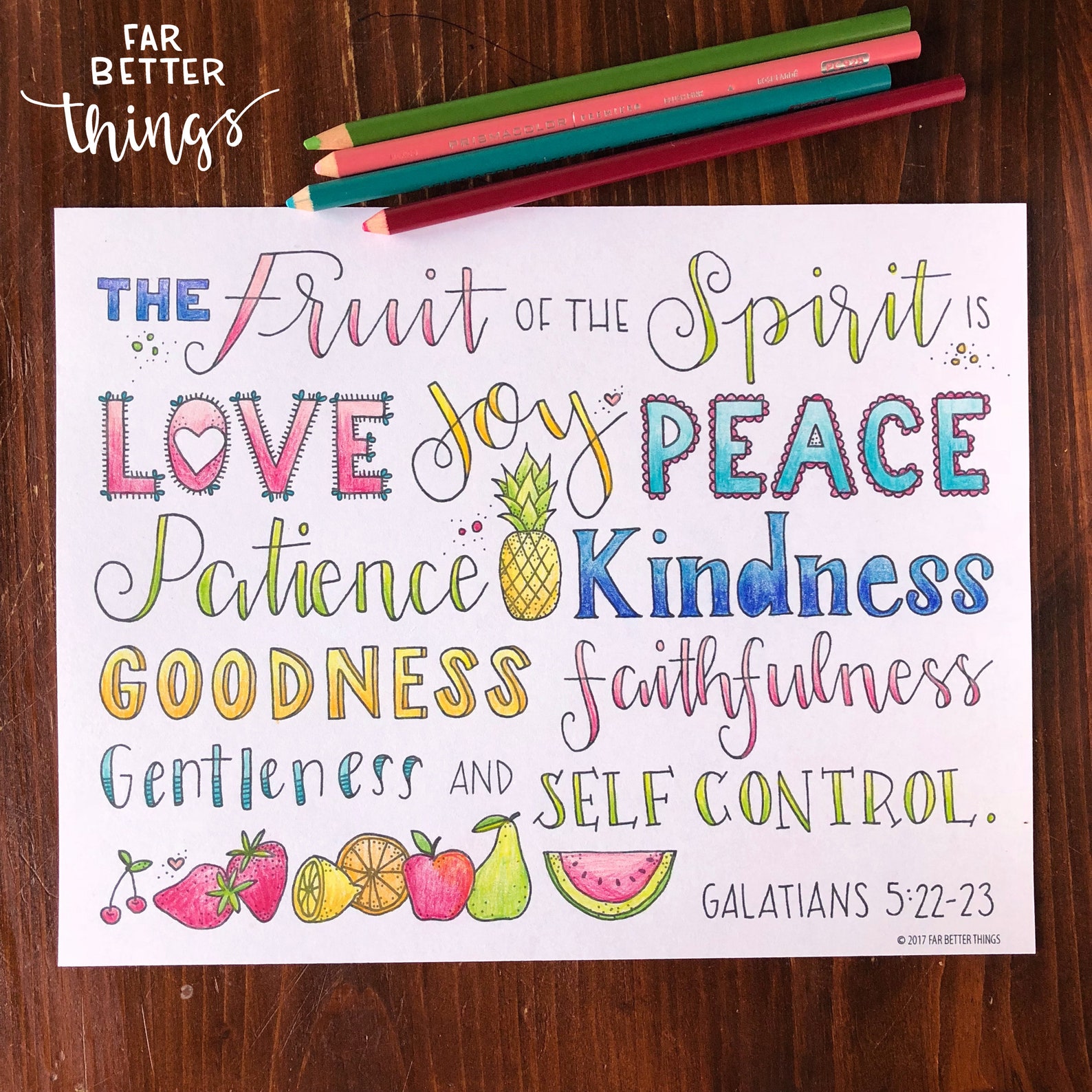 Bible Verse Coloring Page Fruit of the Spirit Galatians - Etsy UK