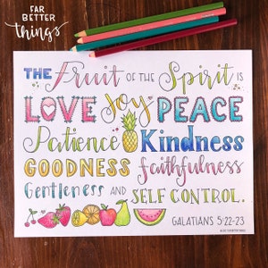 Bible Verse Coloring Page - Fruit of the Spirit - Galatians 5:22-23 ...