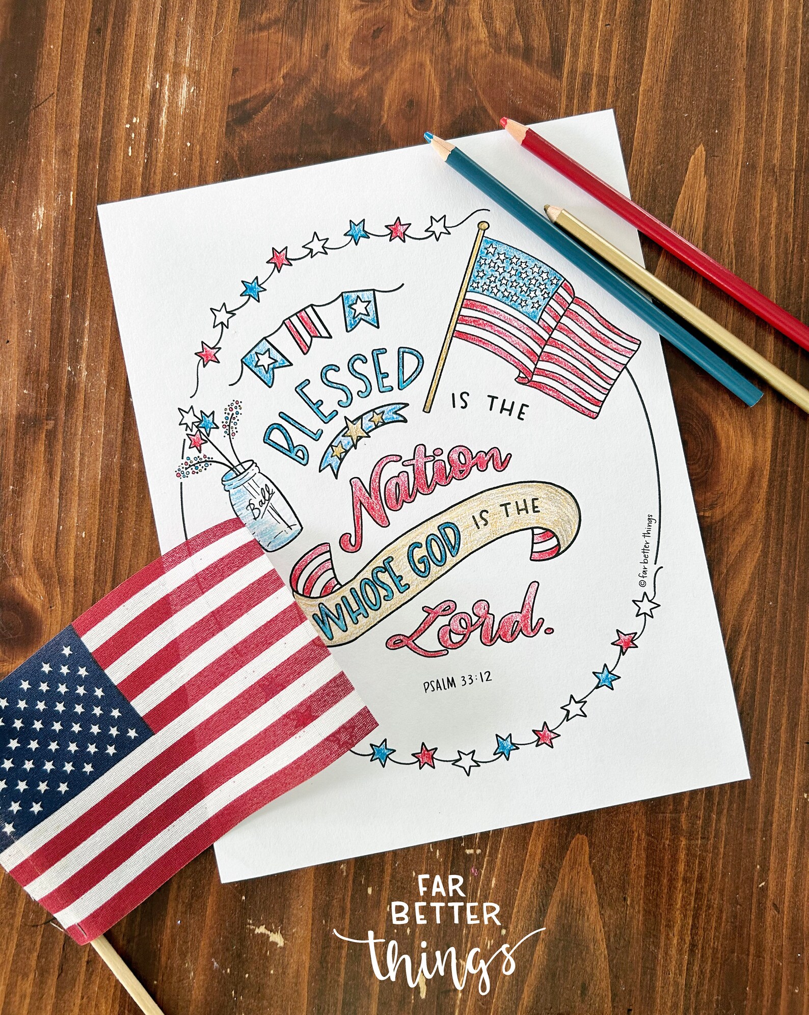 Bible Verse Coloring Page - Psalm 33:12 - Printable Digital Download ...