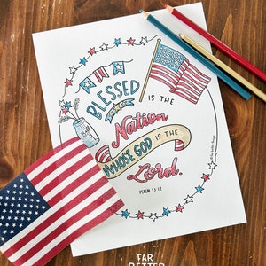 Bible Verse Coloring Page - Psalm 33:12 - Printable Digital Download ...