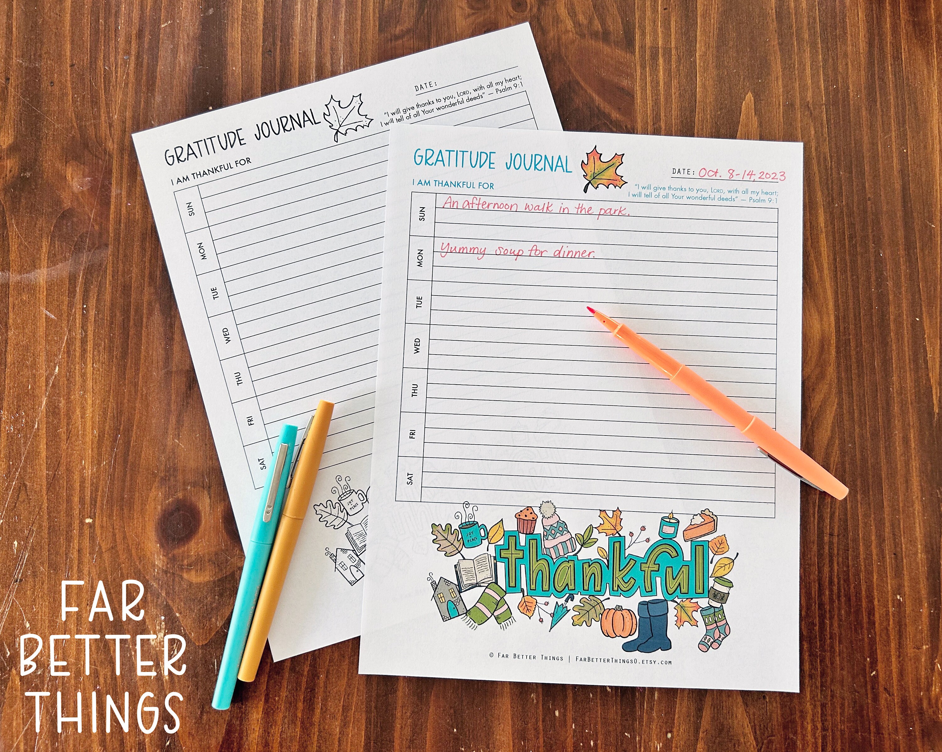 Weekly Gratitude Journal Printable, Christian Gratitude, Thankfulness ...