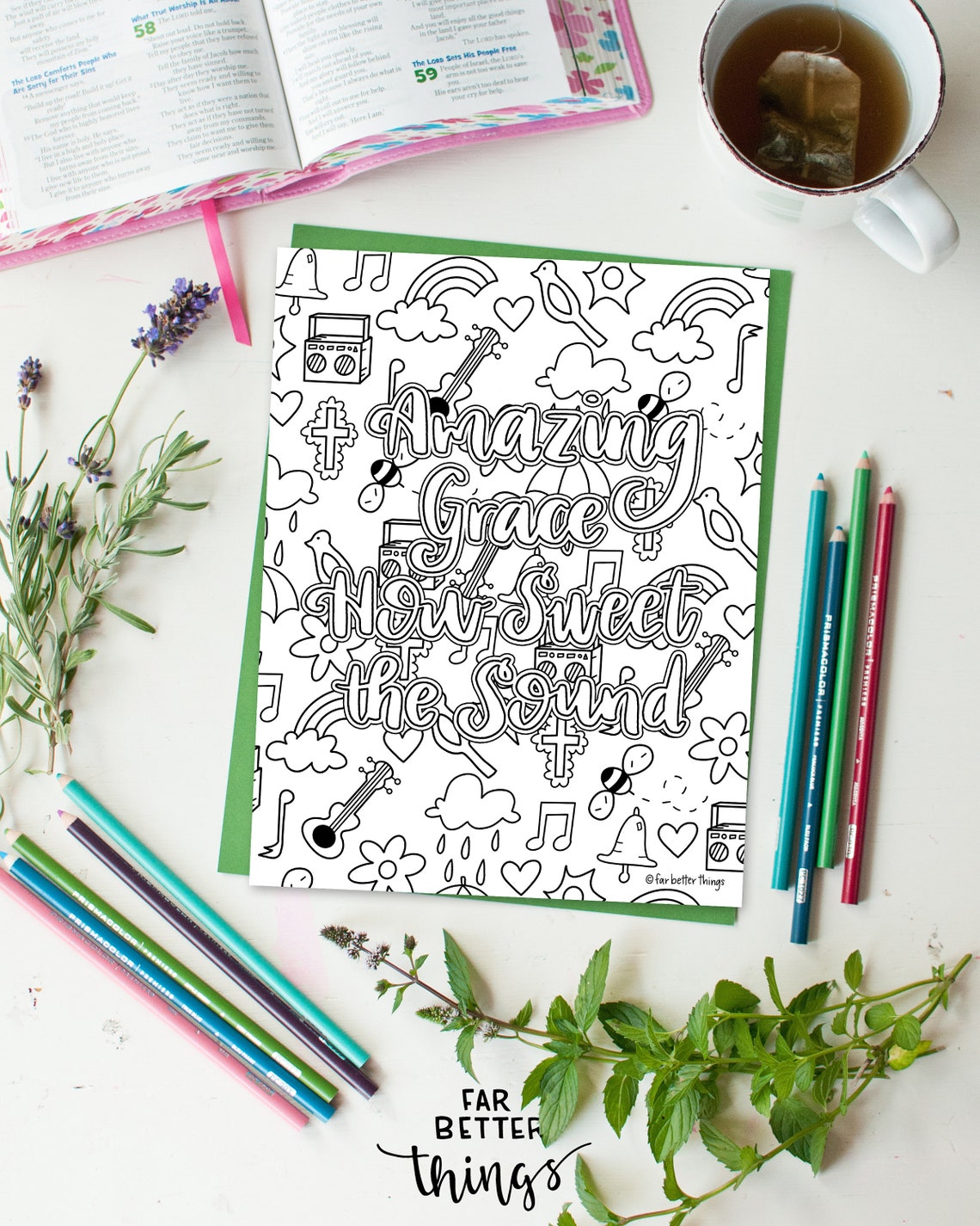Hymn Coloring Page - Amazing Grace - Printable Hymn Coloring Page ...