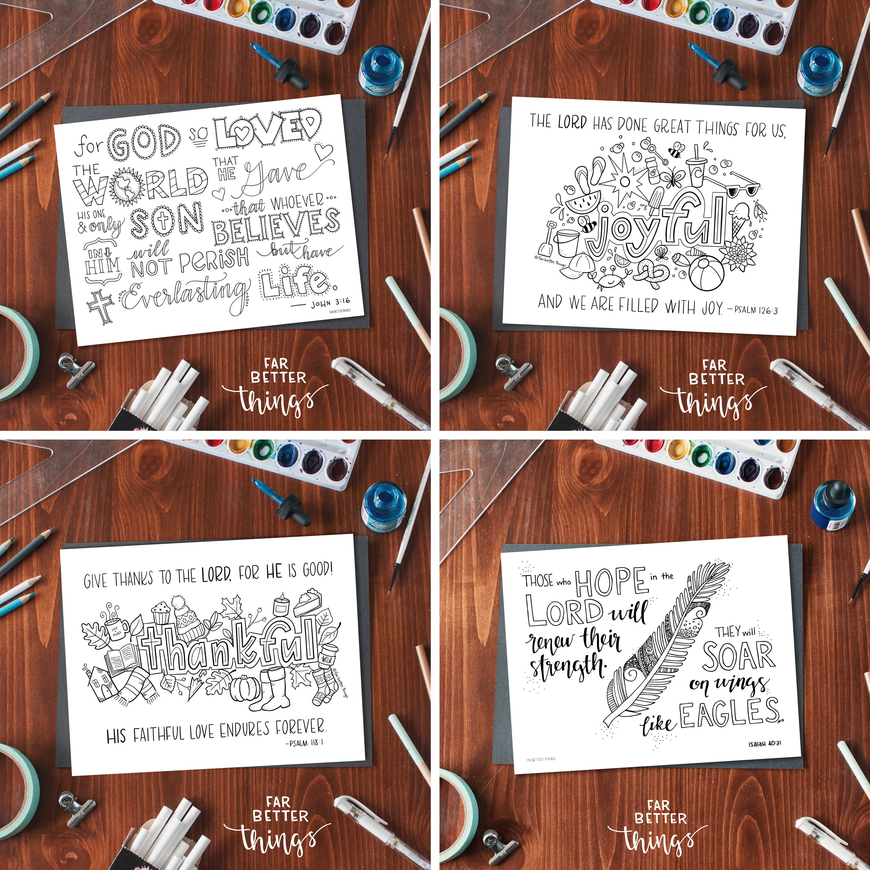 Four Pack Bible Verse Coloring Pages Printable Bible Coloring Pages ...