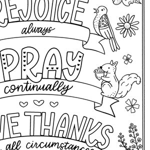 Bible Verse Coloring Page - I Thessalonians 5:16-18 - Printable Digital ...