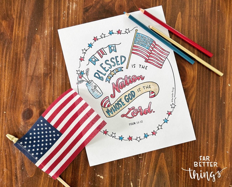 Bible Verse Coloring Page - Psalm 33:12 - Printable Digital Download ...