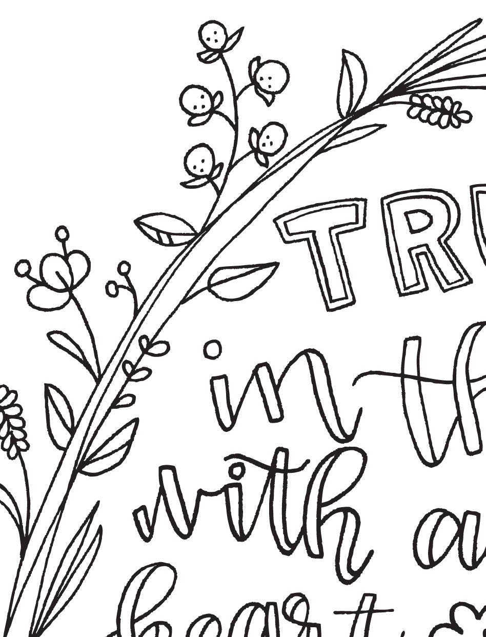 Bible Verse Coloring Page Trust in the Lord Proverbs 3:5-6 - Etsy UK