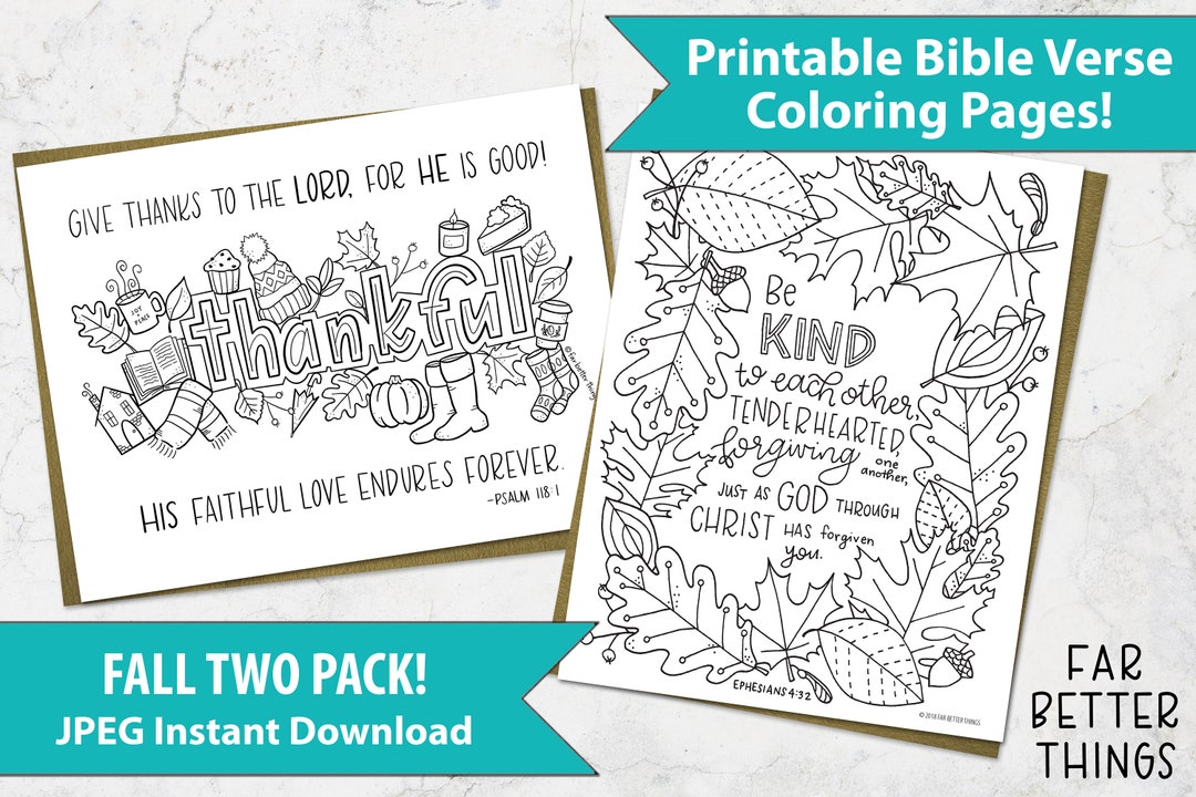 Two Pack Fall Bible Verse Coloring Pages - Printable Bible Coloring ...