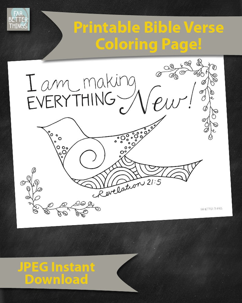 Bible Verse Coloring Page - Revelation 21:5 - Printable Coloring Page ...