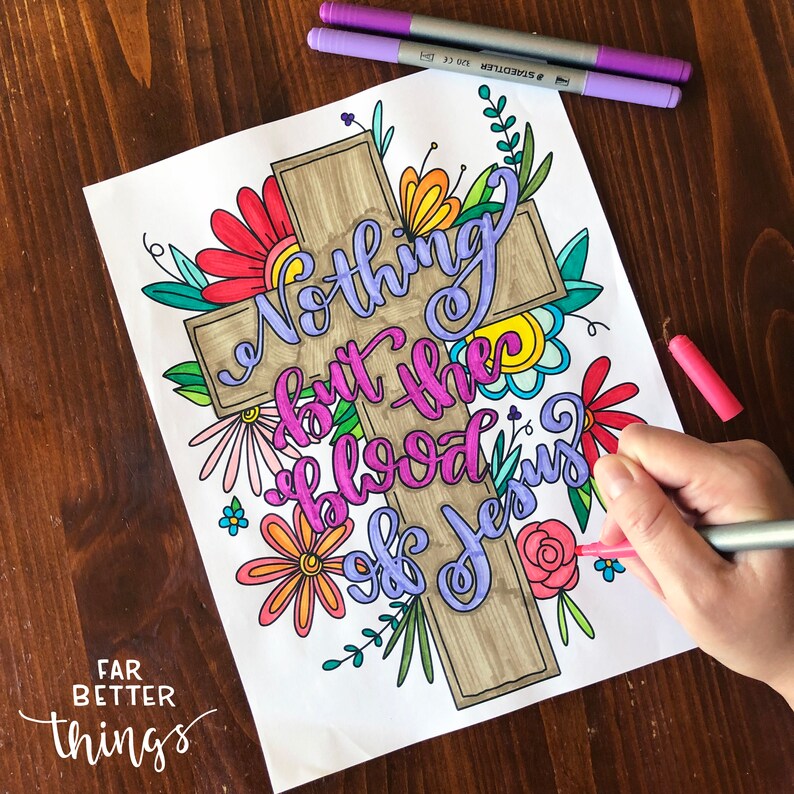 Hymn Coloring Page - Nothing but the Blood of Jesus - Printable Hymn ...