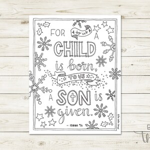 Bible Verse Coloring Page - Isaiah 9:6 - Printable Bible Verse Coloring ...