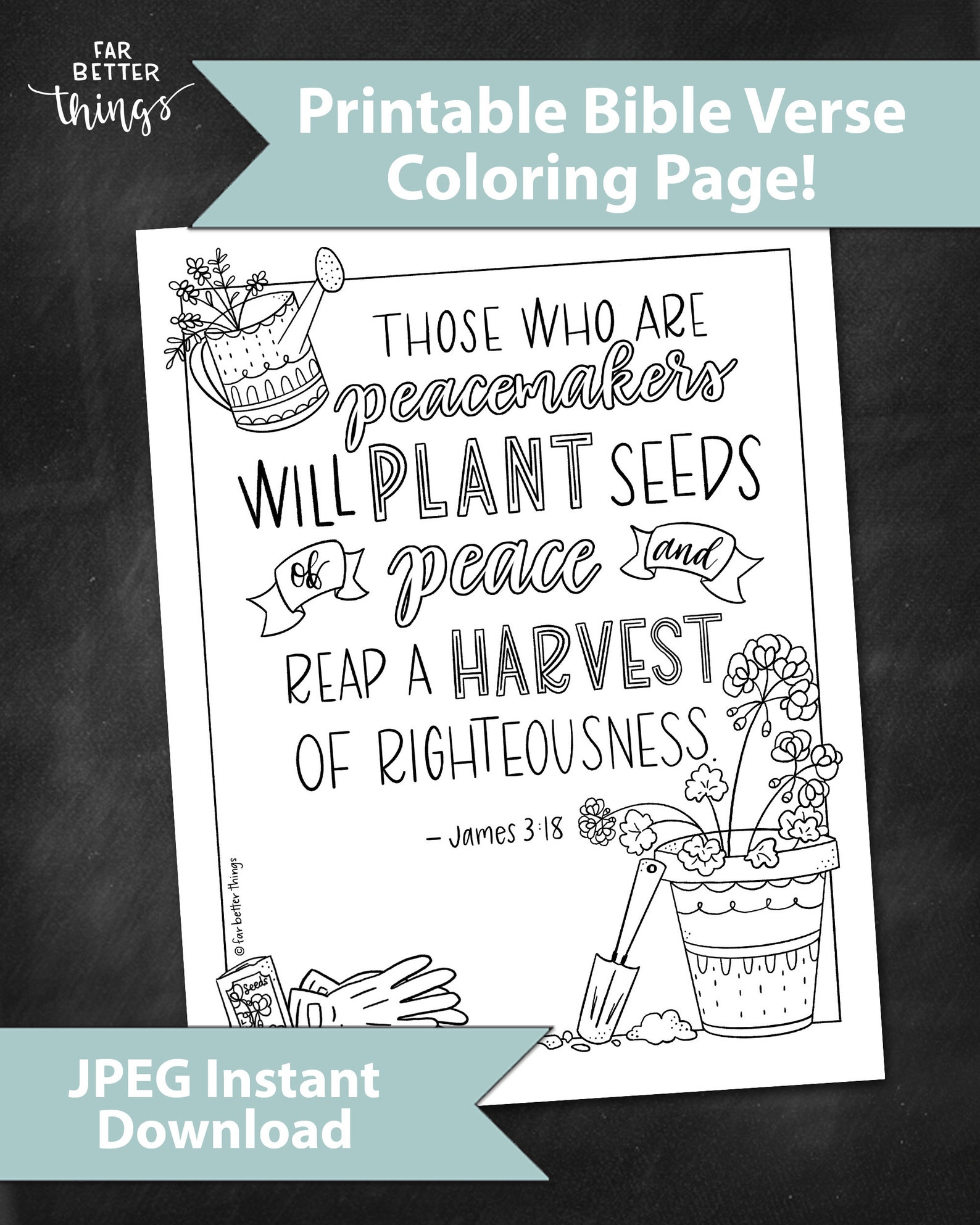 Bible Verse Coloring Page James 3:18 Printable Digital Download, Bible ...