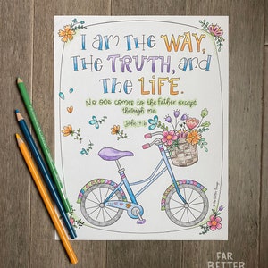 Bible Verse Coloring Page - John 14:6 - Printable Digital Download ...