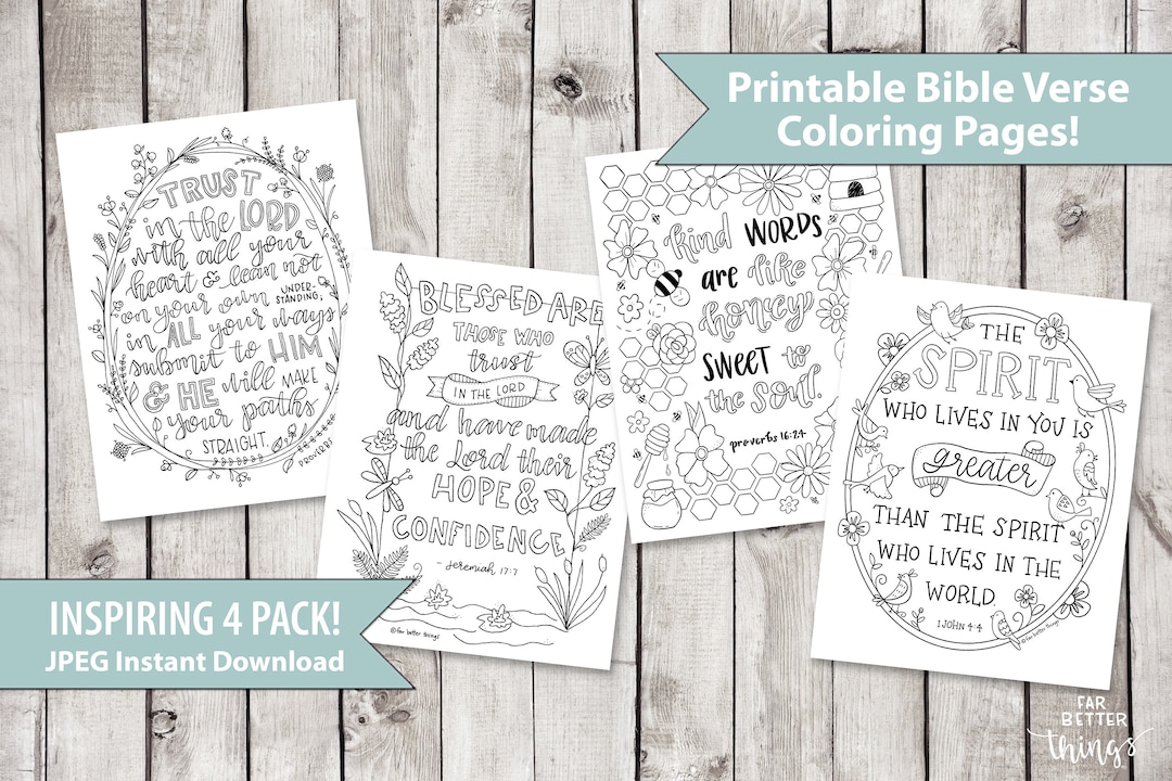 Four Pack - Bible Verse Coloring Pages - Printable Bible Coloring Pages ...