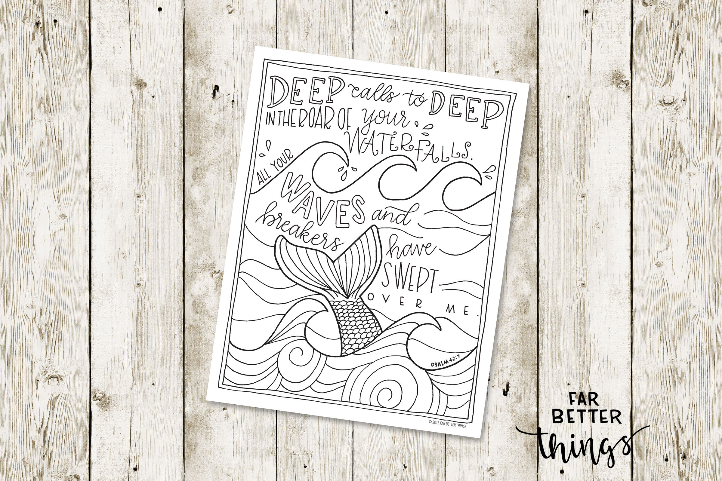 Bible Verse Coloring Page - Psalm 42:7 - Printable Coloring Page, Bible ...