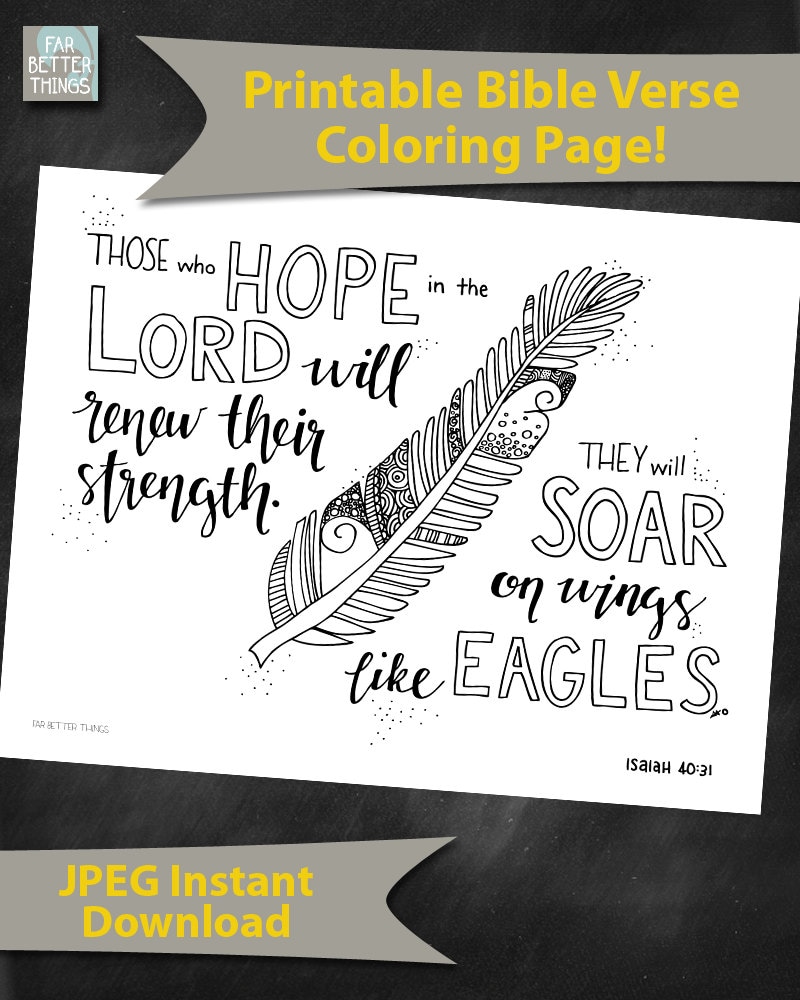 Bible Verse Coloring Page Isaiah 40:31 Printable Coloring - Etsy UK
