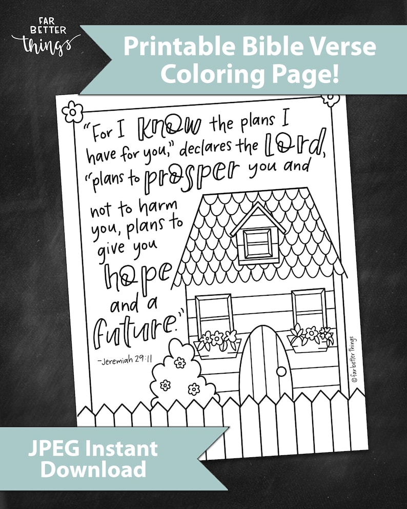 Bible Verse Coloring Page - Jeremiah 29:11 - Printable Coloring Page ...