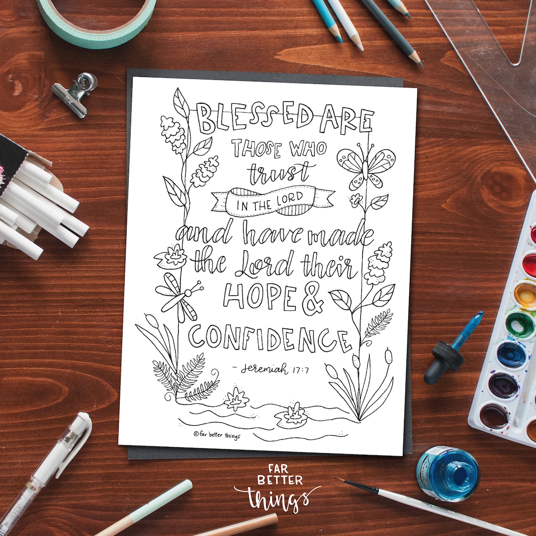 Bible Verse Coloring Page - Jeremiah 17:7 - Printable Bible Coloring ...
