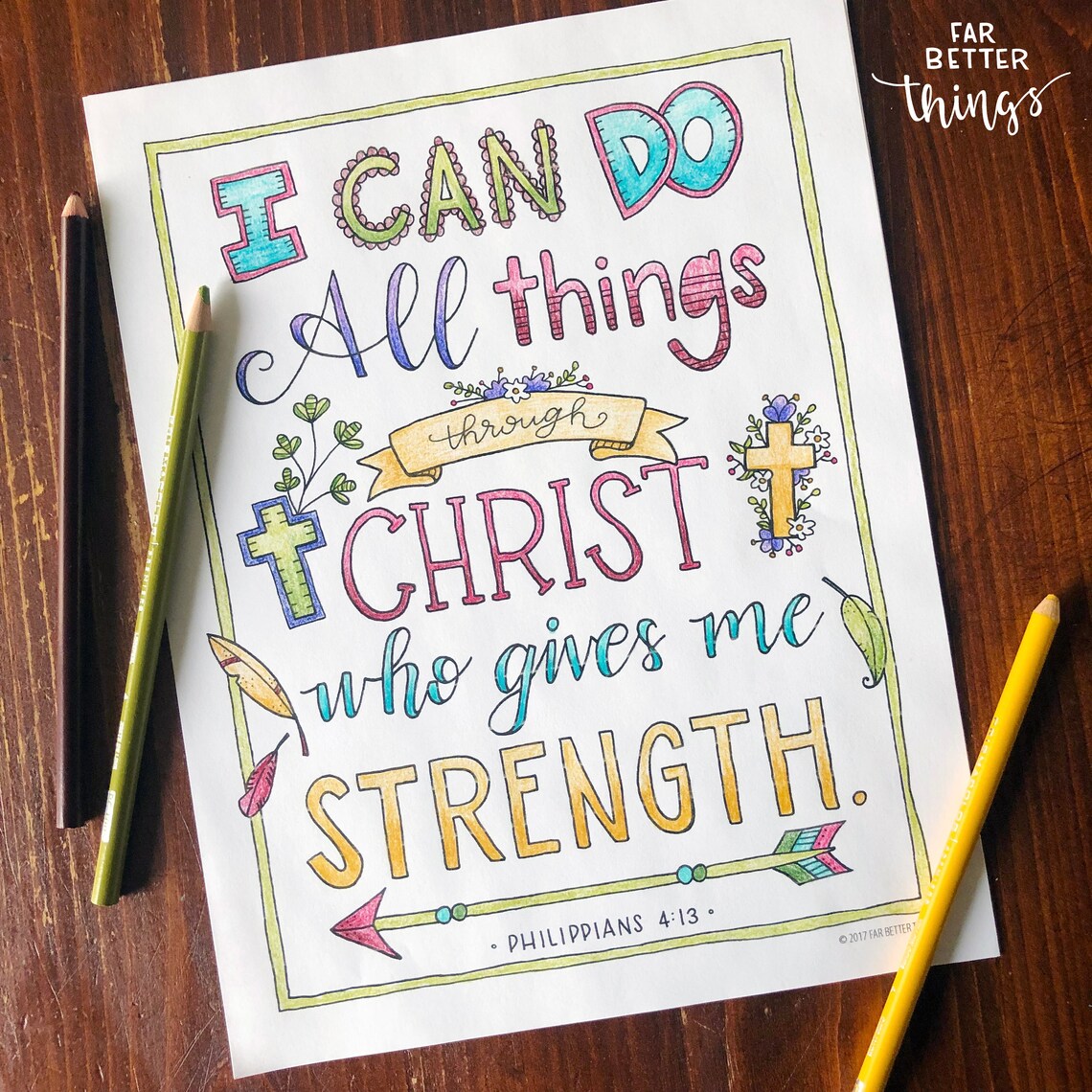Bible Verse Coloring Page Philippians 4:13 Printable - Etsy