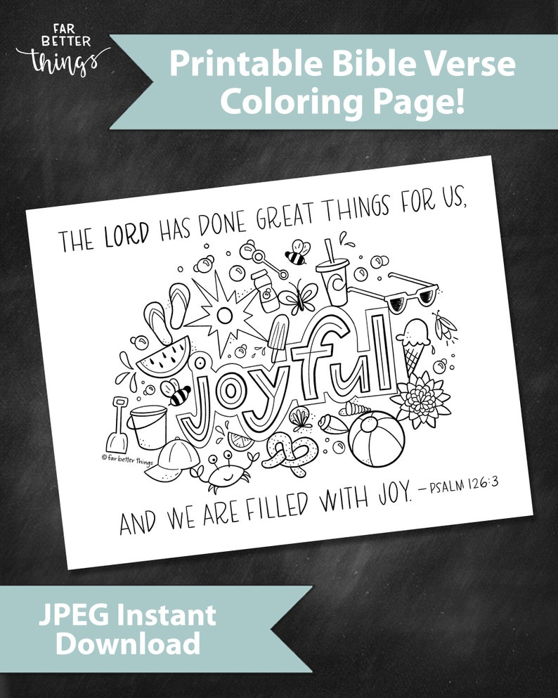 Bible Verse Coloring Page Psalm 126:3 Printable Digital Download, Bible ...