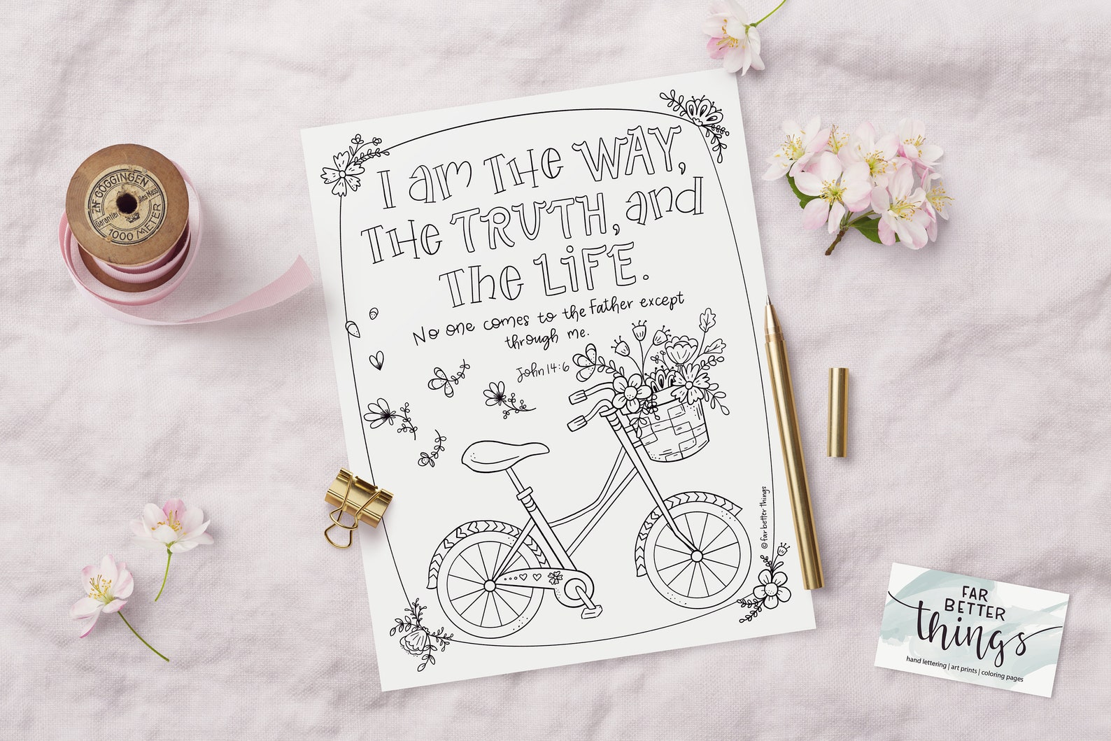 Bible Verse Coloring Page - John 14:6 - Printable Digital Download ...