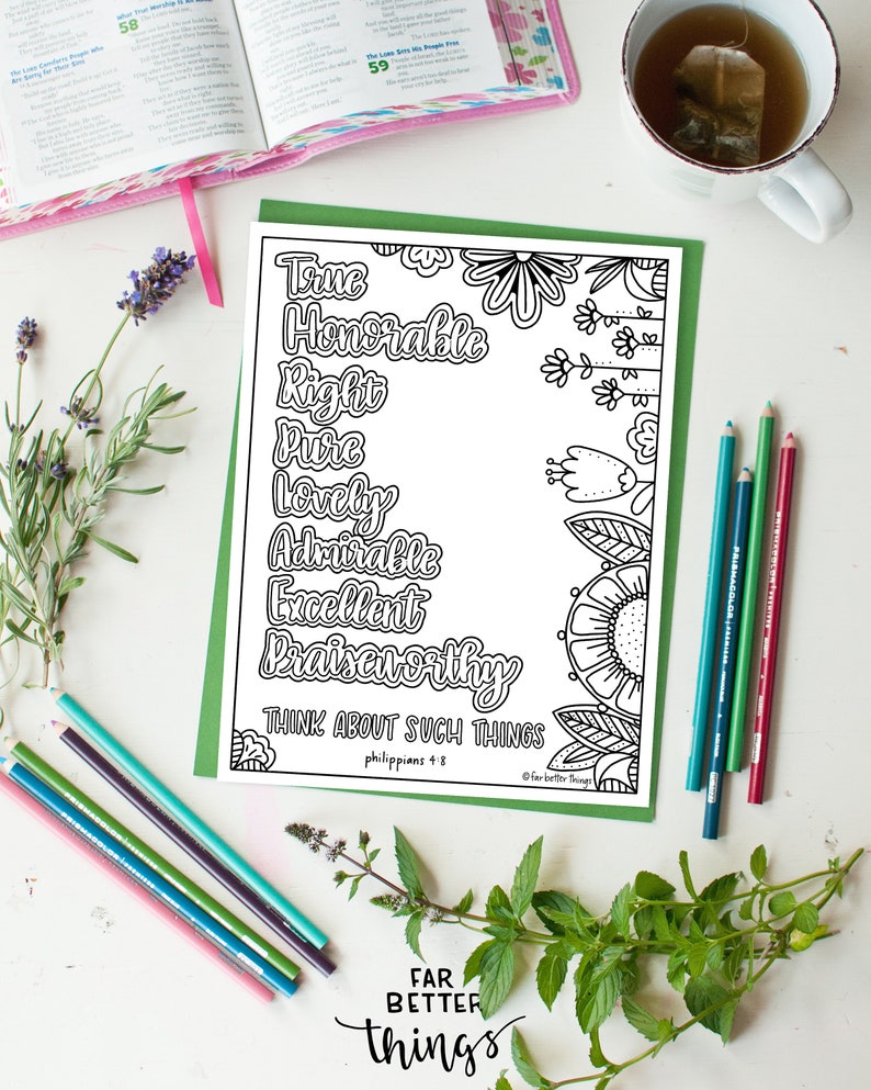 Bible Verse Coloring Page - Philippians 4:8 - Printable Bible Coloring ...