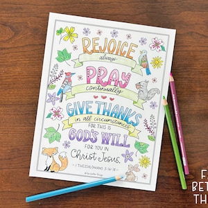 Bible Verse Coloring Page - I Thessalonians 5:16-18 - Printable Digital ...