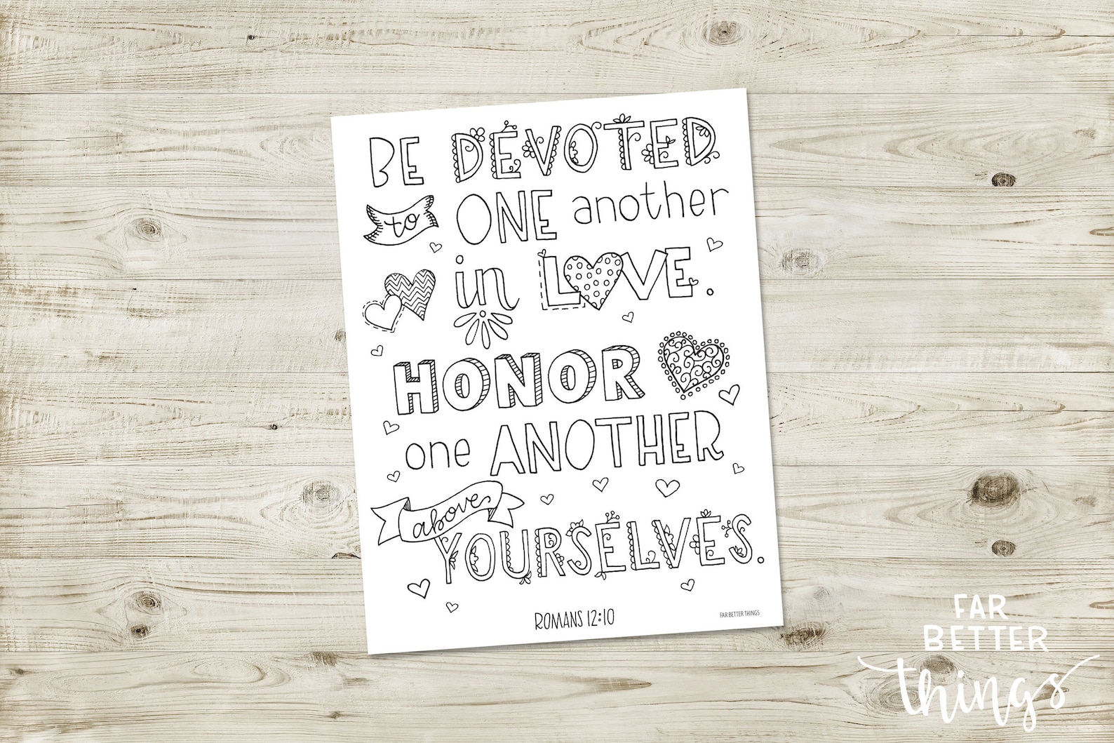 Bible Verse Coloring Page Romans 12:10 Printable Digital Download ...