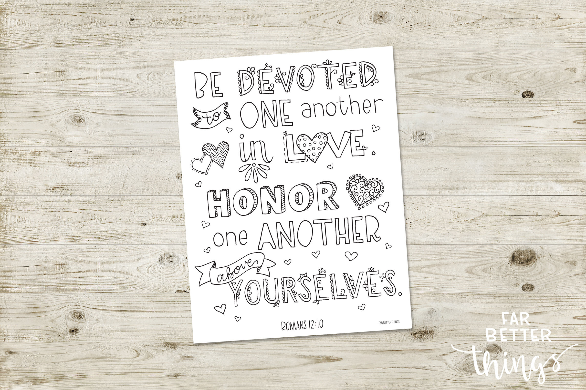 Bible Verse Coloring Page Romans 12:10 Printable Digital Download ...