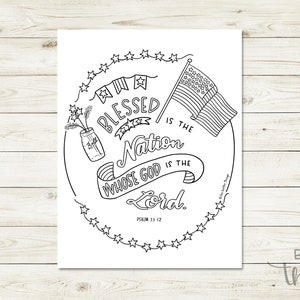 Bible Verse Coloring Page - Psalm 33:12 - Printable Digital Download ...