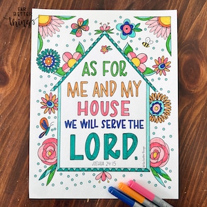 Bible Verse Coloring Page - Joshua 24:15 - Printable Digital Download ...