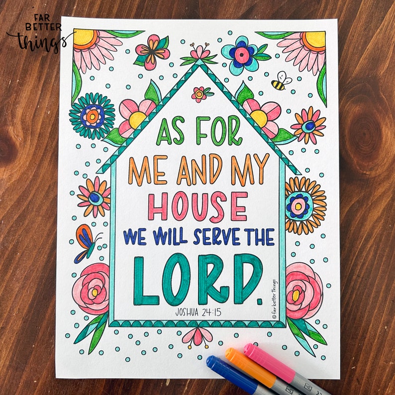Bible Verse Coloring Page - Joshua 24:15 - Printable Digital Download ...